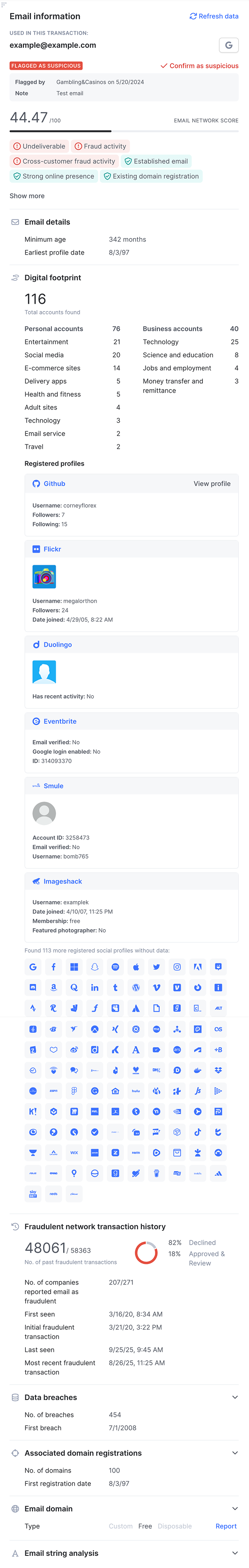 Digital Footprint Widgets - SEON Docs